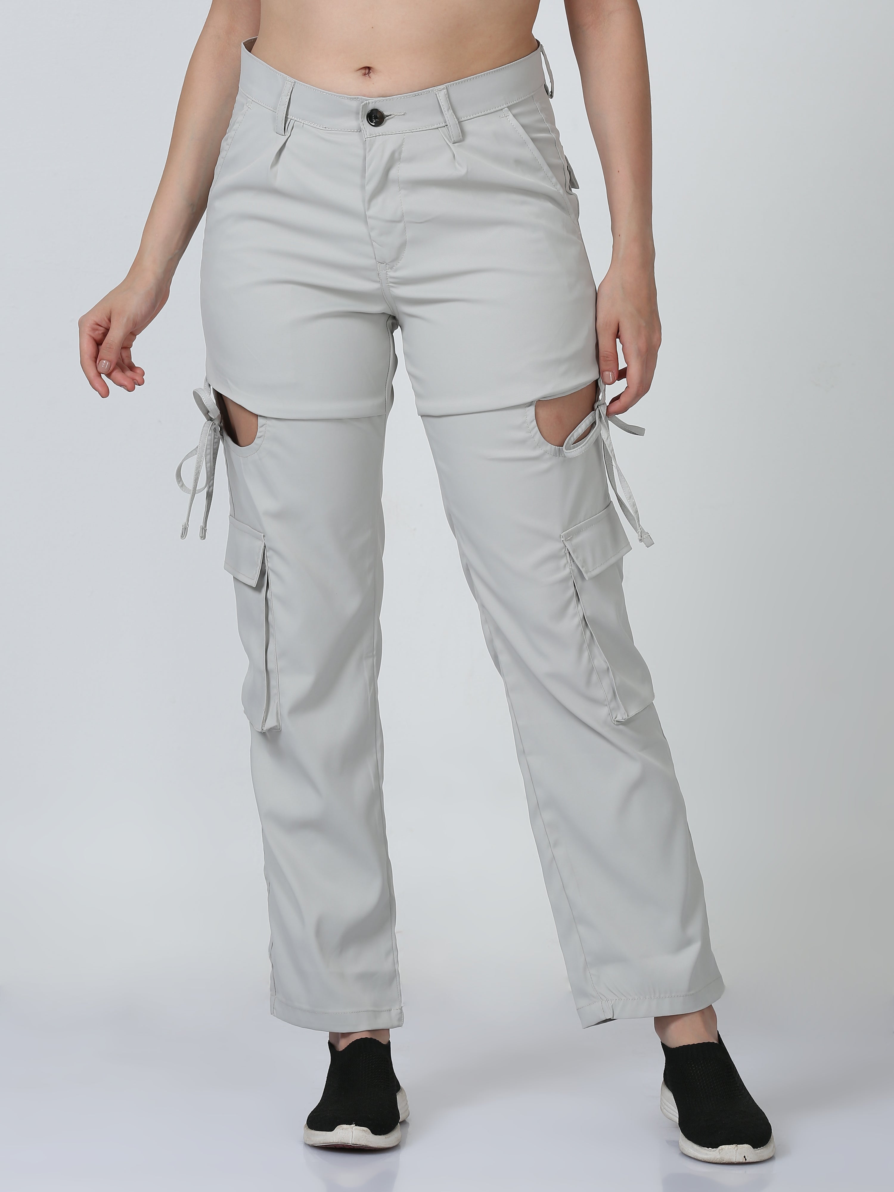 Buy Trendy Dual Pocket Cream Cargo Pants Womens Online
