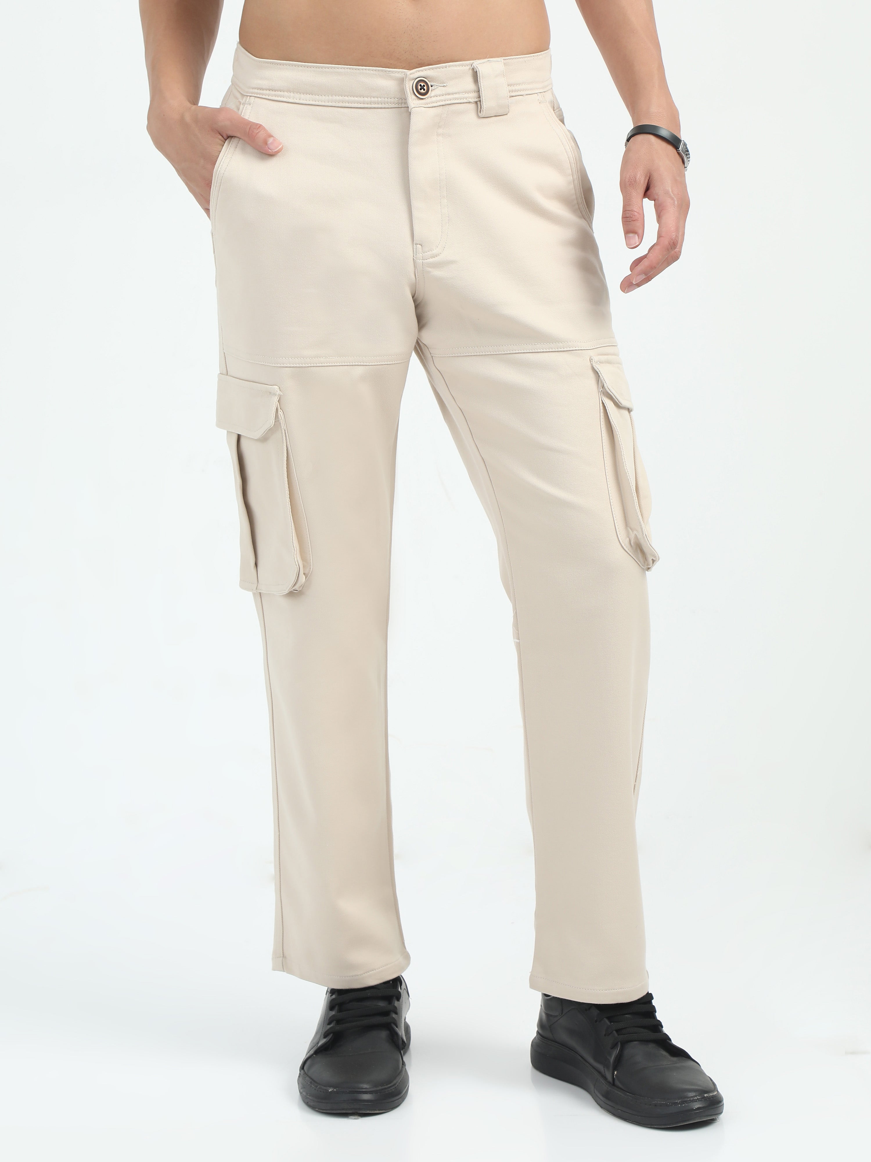 Buy Fashionable Cream Cargo Pants for Men Online